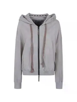 ZIGGY CHEN Zip-up Drawstring Hoodie - Neutrals