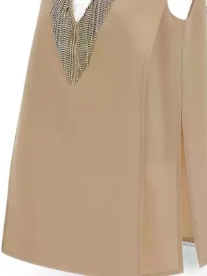 Sportmax Sleeveless V-neck Tank Top With Rhinestone Fringe Trim - Neutrals