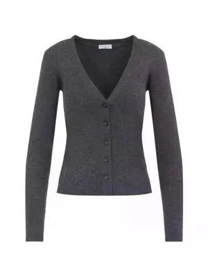 Brunello Cucinelli Ribbed V-neck Cardigan - Grey