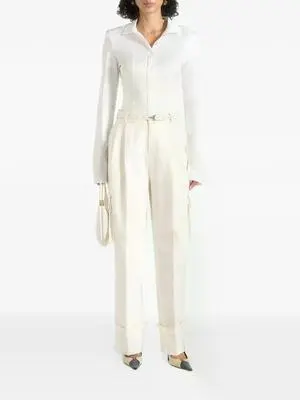 Manière De Voir Tailored Pleated Cargo Trousers - White