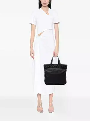 Prada Saffiano Leather Trimmed Tessuto Convertible Tote