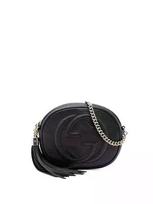 Gucci 2016-2026 Mini Pebbled Calfskin Soho Chain Crossbody Bag - Black