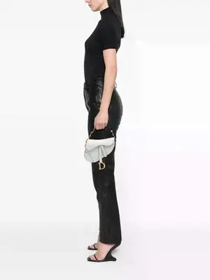 Dior 2019 Mini Grained Calfskin Saddle Bag Satchel - White