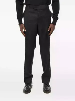 Corneliani Checked Flat-front Trousers - Grey