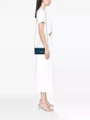 Prada 2000-2013 Saffiano Lux Wallet On Chain Crossbody Bag - Blue