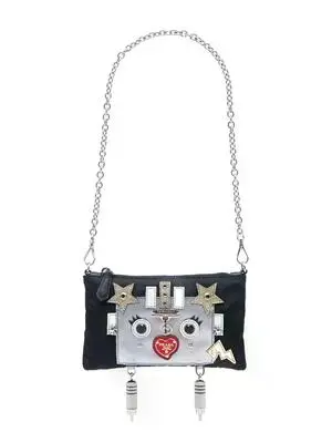 Prada 2013-2026 Tessuto Saffiano Robot Chain Shoulder Bag - Black