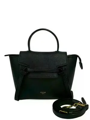 Celine 2010-2020 Pico Grained Calfskin Belt Bag Satchel - Black