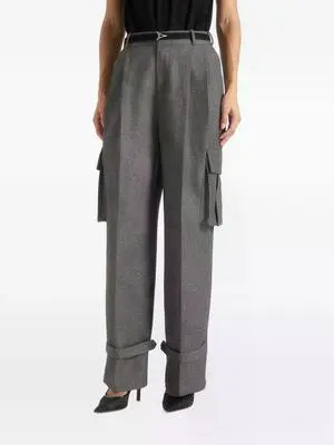 Manière De Voir Marl Textured Tailored Pleated Cargo Pants - Grey