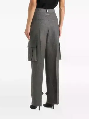 Manière De Voir Marl Textured Tailored Pleated Cargo Pants - Grey