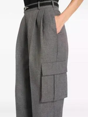 Manière De Voir Marl Textured Tailored Pleated Cargo Pants - Grey