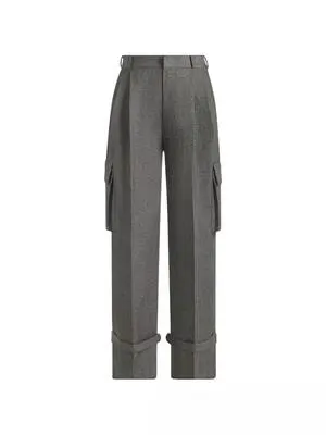 Manière De Voir Marl Textured Tailored Pleated Cargo Pants - Grey