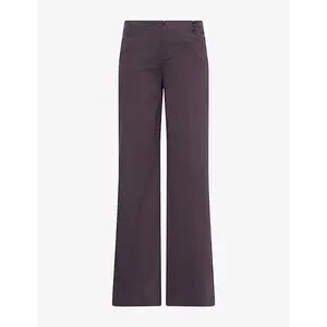 PEACHY DEN Straight-leg Stretch-cotton Trousers