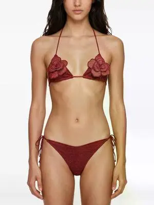 Oseree Lumière Floral-appliqué Lurex Bikini