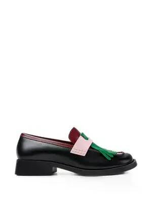 Camper Twins Fringed Leather Loafers - Black