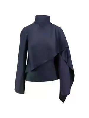 RÓHE High-neck Scarf-detail Blouse - Blue