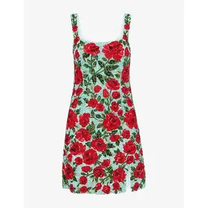LA FUORI Crimson Rose Sequinned Mini Dress - Blue