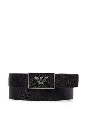 Emporio Armani Logo Plaque Belt - Black