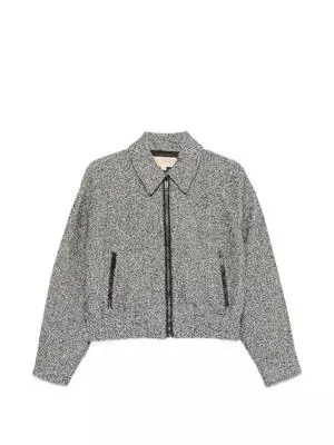 Michael Kors Textured Tweed Zip-up Jacket - Black