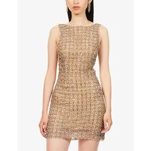 LA FUORI Là Fuori Embellished Crystal Mini Dress