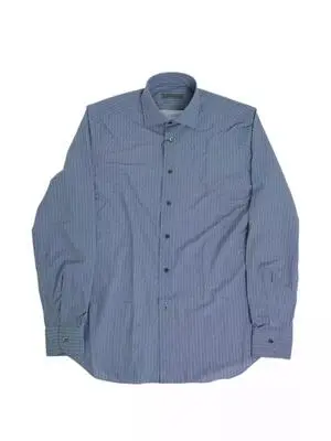 Corneliani Herringbone-patterned French-collar Shirt - Blue