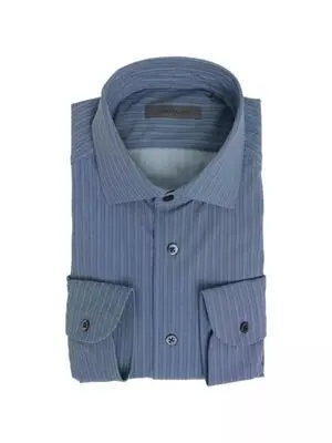 Corneliani Herringbone-patterned French-collar Shirt - Blue