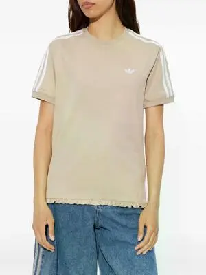 Adidas Ruffle-trim Striped-sleeve T-shirt