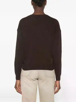 ALLUDE Long-sleeve Ribbed-trim Sweater - Brown