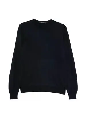 Tagliatore Crew Neck Long Sleeve Sweater - Blue