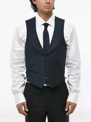 Corneliani Jacquard Virgin Wool Waistcoat - Blue