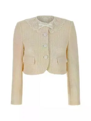 SELF-PORTRAIT Lace-collar Bouclé Jacket