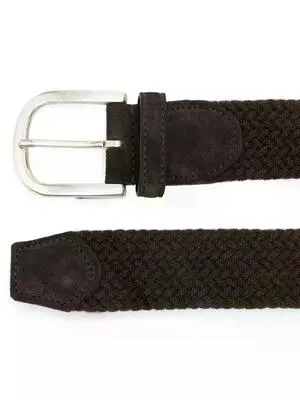 Canali Braided Suede-trimmed Belt