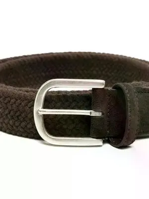 Canali Braided Suede-trimmed Belt
