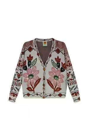 Farm Rio Off-white Ainika Embroidered Flower Knit Cardigan - Neutrals