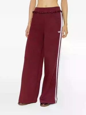 Adidas Burgundy Ruffle Trim Wide Leg Track Pants