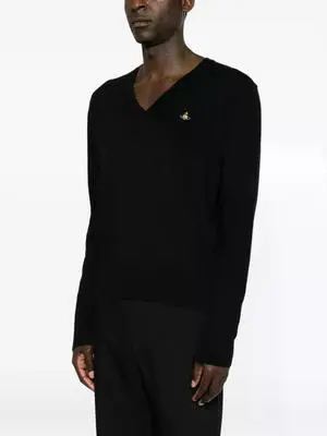 VIVIENNE WESTWOOD Orb-embroidered V-neck Sweater