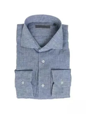 Corneliani French Collar Linen Shirt - Blue