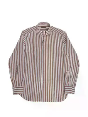 Corneliani Striped French-collar Shirt - Brown