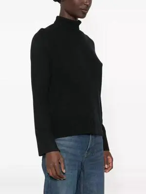 ALLUDE Ribbed-trim Mock-neck Sweater
