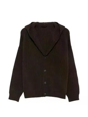 DONDUP Ribbed Knit Hooded Cardigan