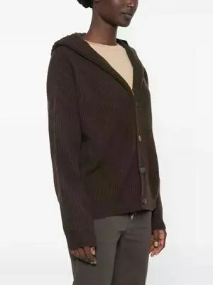 DONDUP Ribbed Knit Hooded Cardigan