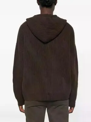 DONDUP Ribbed Knit Hooded Cardigan