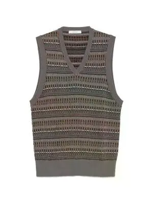 LEMAIRE V-neck Jacquard-knit Vest - Grey