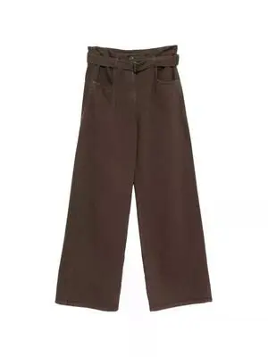 Brunello Cucinelli Belted Wide-leg Cotton Twill Trousers