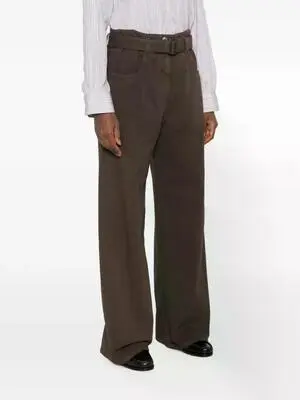 Brunello Cucinelli Belted Wide-leg Cotton Twill Trousers