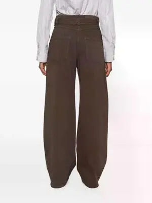 Brunello Cucinelli Belted Wide-leg Cotton Twill Trousers