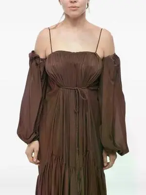 SUPER BLOND Maxi Ruffled Puff-sleeve Dress
