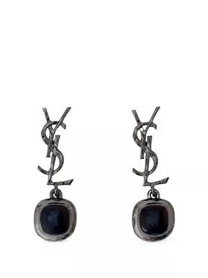 Saint Laurent Cassandre Cabochon Earrings - Silver