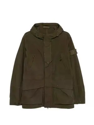 Stone Island Hooded Logo-patch Jacket - Green