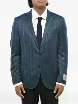 Corneliani Cc Collection Single-breasted Herringbone Blazer - Blue
