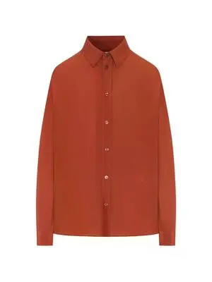 Saint Laurent Long-sleeve Silk Shirt - Orange